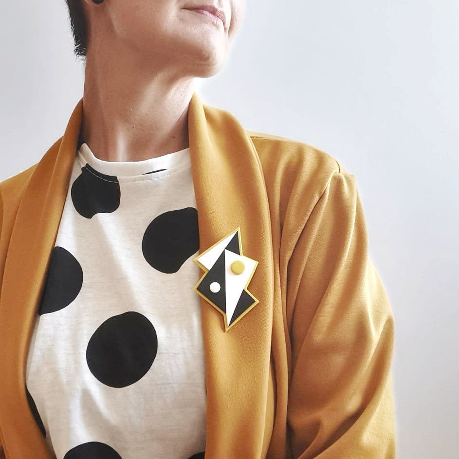 Black and White Geometric Brooch 8 Color Variations - Etsy