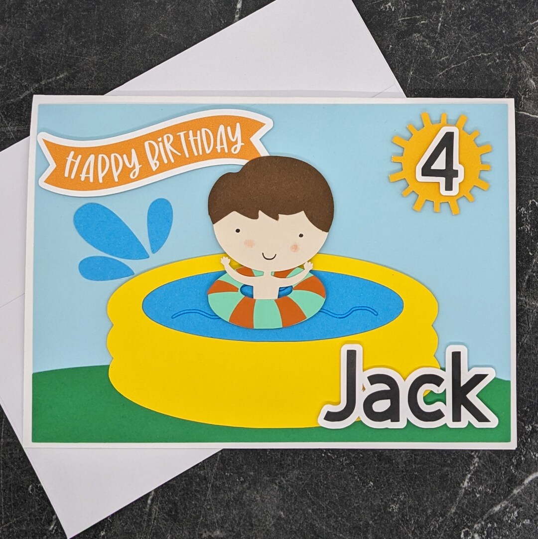 Personalized Handmade Pool Party Birthday Greeting Card - Etsy