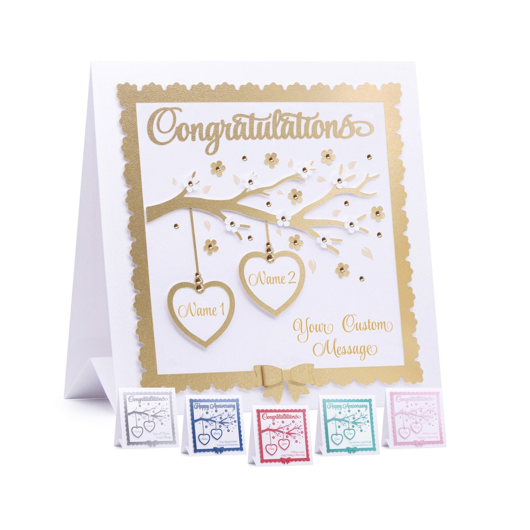 Personalised Golden Wedding Anniversary Card - Luxury Silver ...