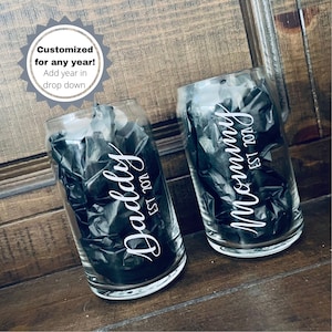 Mommy and Daddy Beer Can Glass Set, New Parents Gift, Mom Beer Glass ...