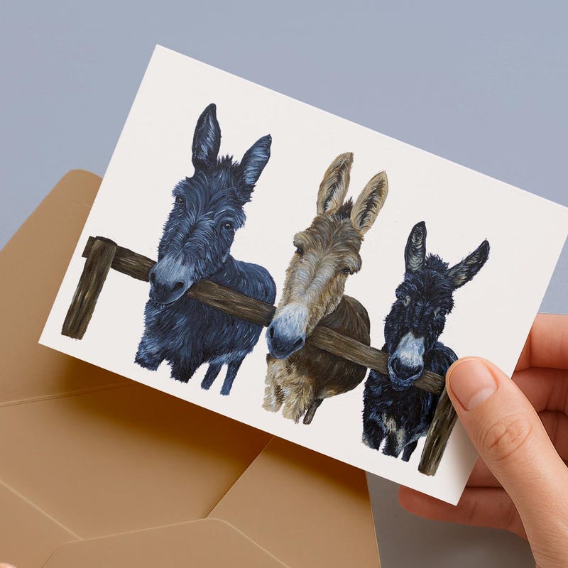 Donkey Greeting Card - Etsy UK