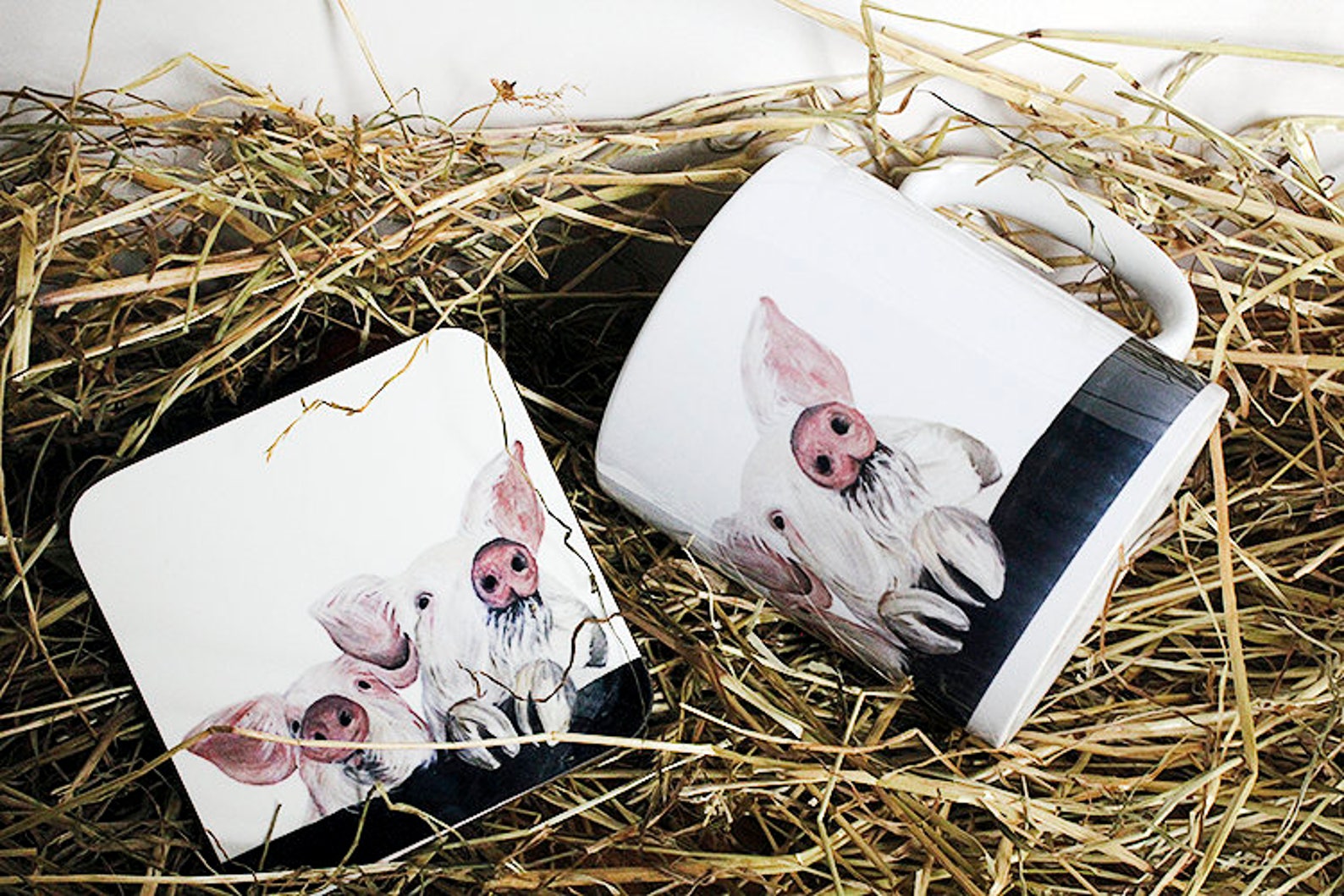 Pig Mug and Coaster. Mug and Coaster Set. Coffee Mug. Pig Cup. | Etsy