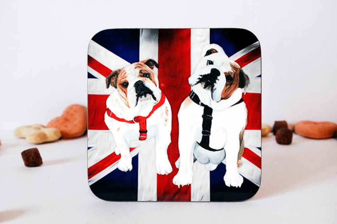 British Bulldog Coaster, Union Jack Coaster, Bulldog Homeware, UK Flag ...