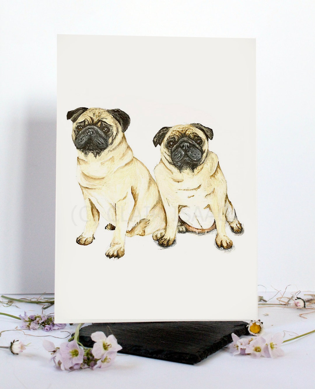 Pug Original Artwork, A4 Artwork, Pug Gift, Pet Portrait, Dog Art, Pug ...