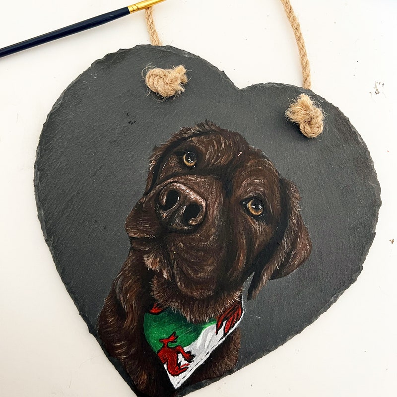Slate Dog Painted - Etsy UK