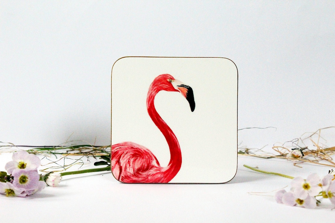 Flamingo Coaster, Pink Homeware, Cute Tableware, Tropical Home, Bright ...