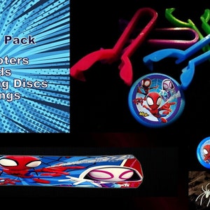Spidey- 4 Wristbands, 4 Mini Flying Discs, 4 Spider Rings, 4 Disc ...