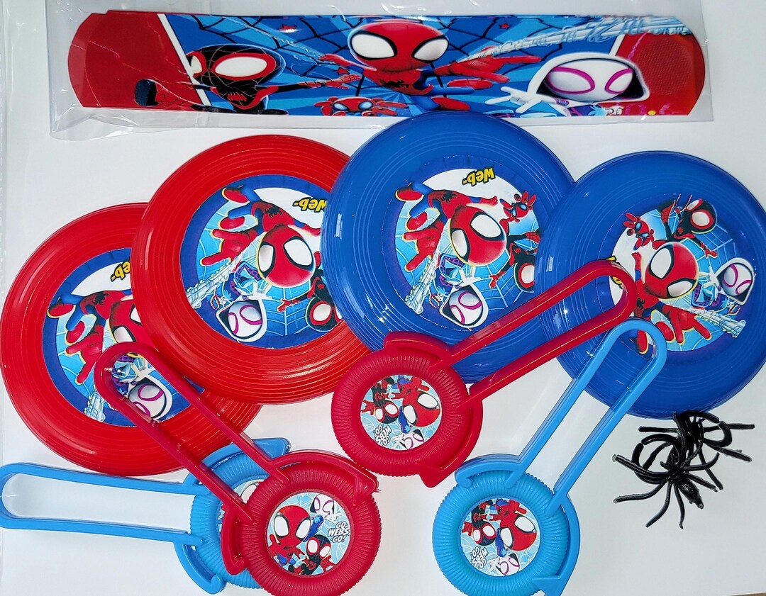 Spidey- 4 Wristbands, 4 Mini Flying Discs, 4 Spider Rings, 4 Disc ...