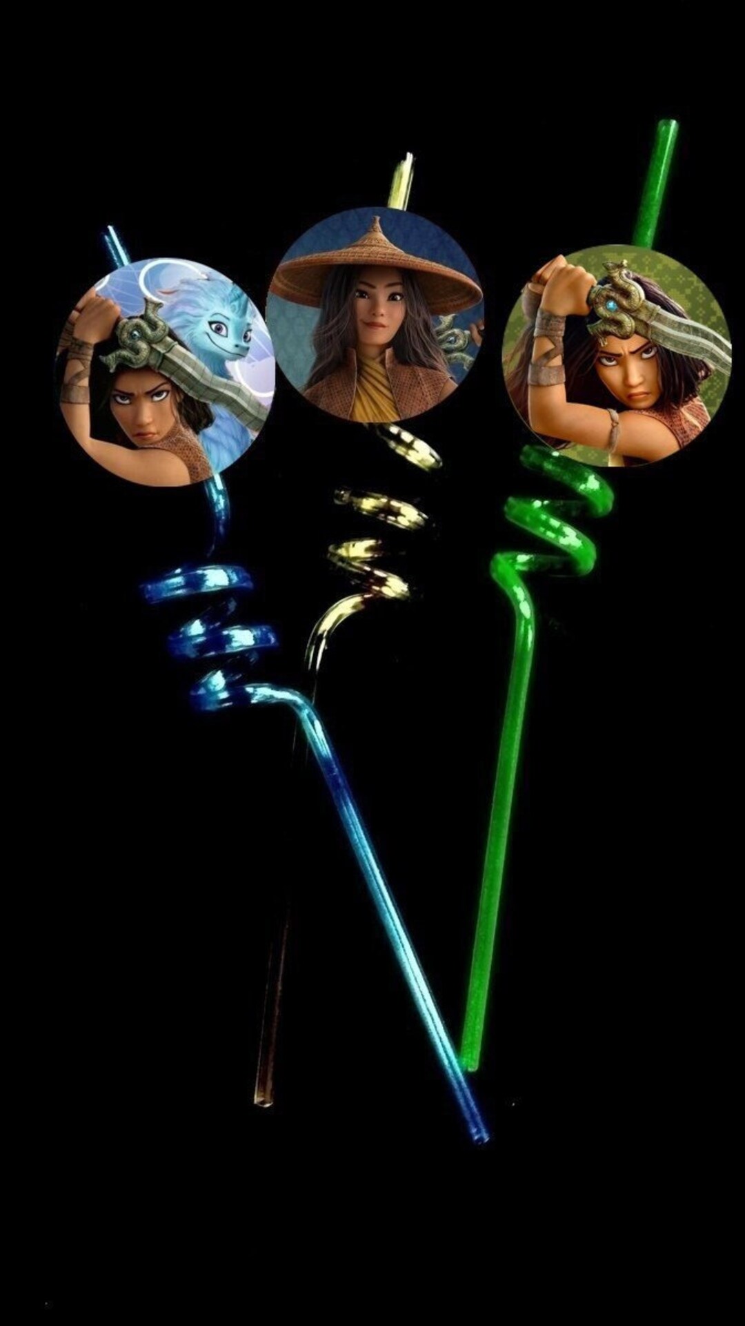 Raya Dragon Princess - 3 Plastic Crazy Straws - Girls or Boys Party ...