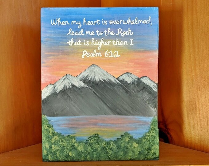 Wood Scripture Block Sign, Scripture Sign, Bible Verse Sign, Psalm 61:2 ...
