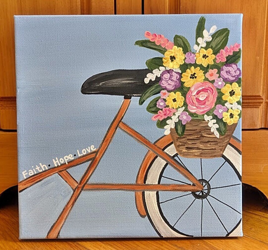 Canvas Sign, Bible Verse, Faith Hope Love, Bicycle Art, Canvas Art ...
