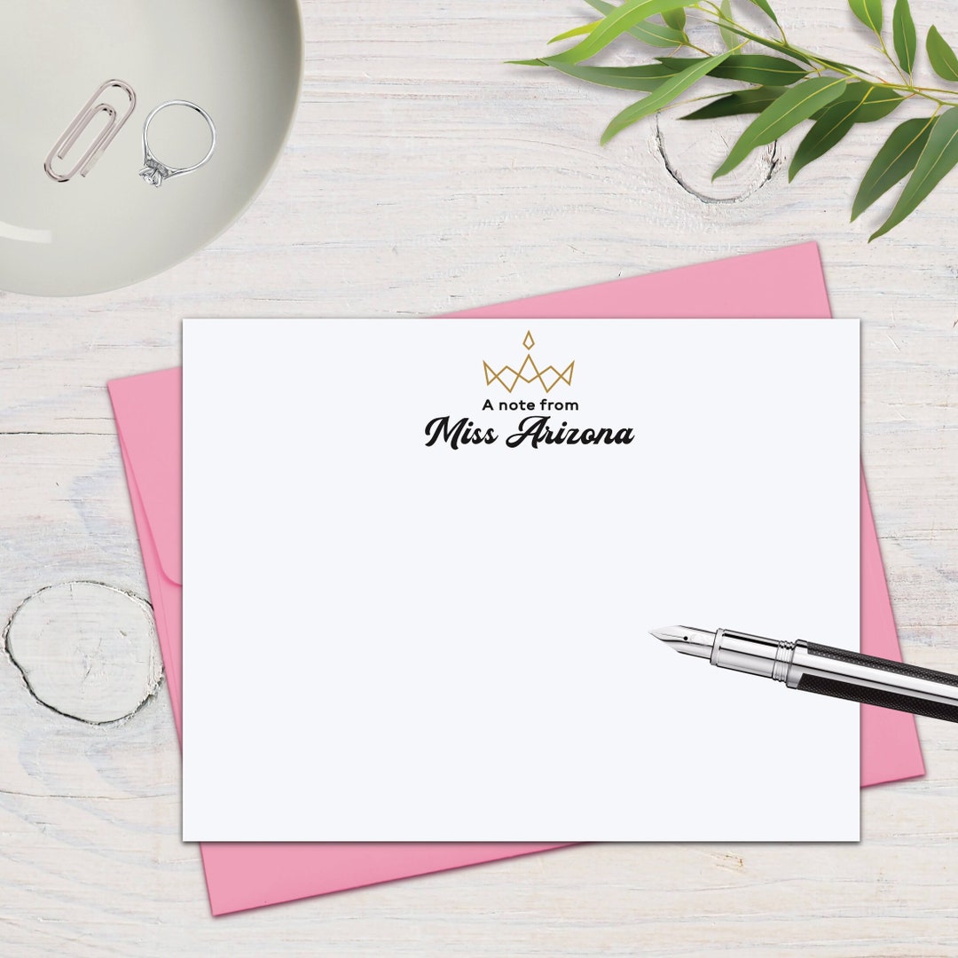 Personalized A Note From Miss Pageant Cards Set of Flat Stationery Note ...