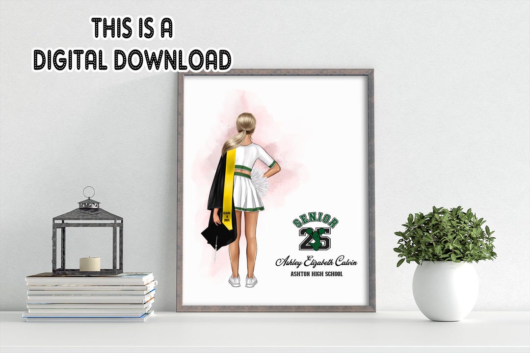 Graduation 2025 Cheer Cheerleader Custom Portrait With Name ...