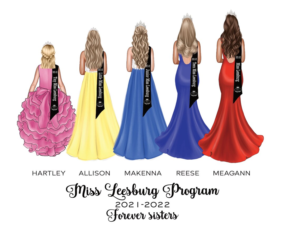 Personalized Pageant Sisters DIGITAL Portrait of Five Girls, Pageant ...