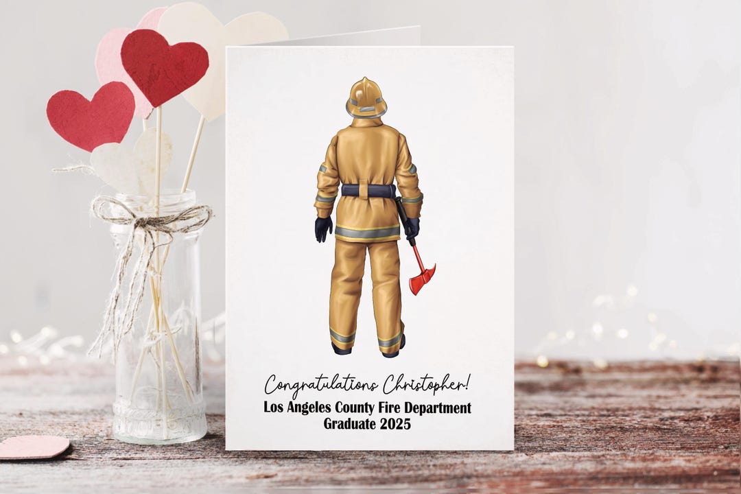 Graduation 2025 Firefighter Graduate Custom Card | Personalized ...