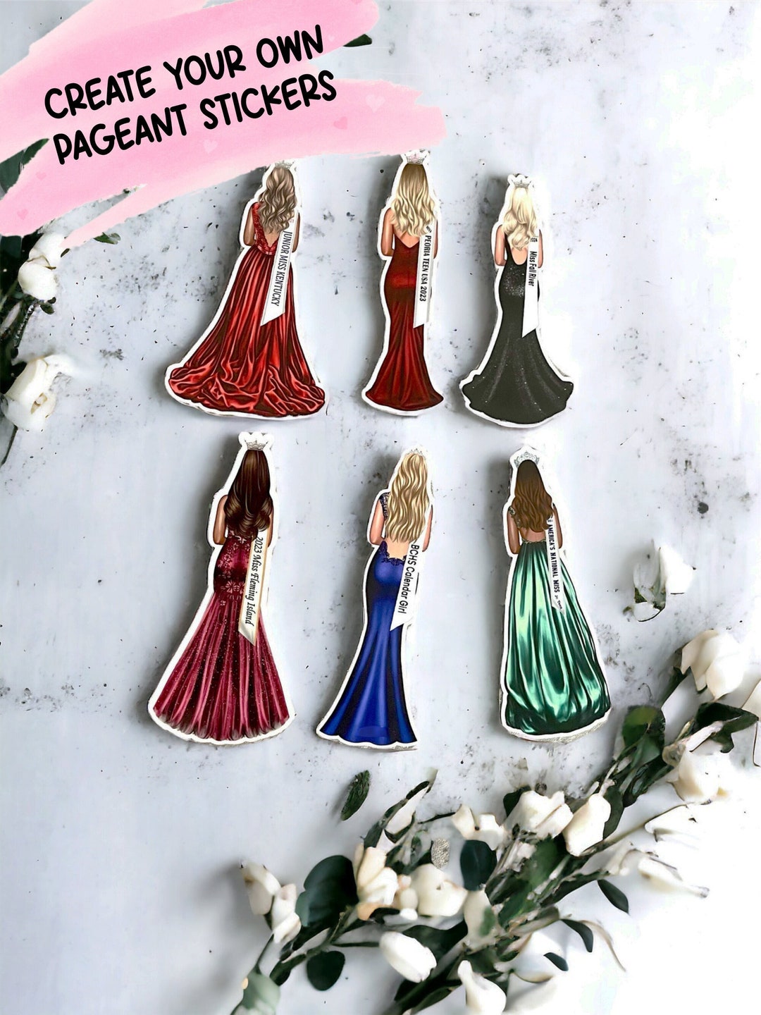 Personalized Pageant Girl Portrait Sticker | Pageant Gifts | Pageant ...