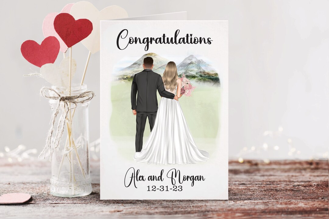 Wedding Custom Mountain Scene Portrait Card | Personalized Husband Wife ...