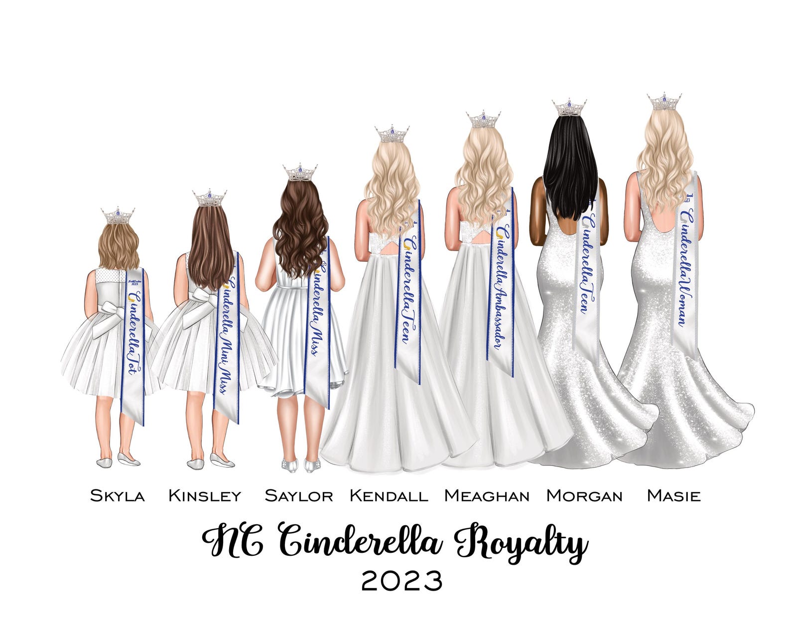 Personalized Pageant Sisters DIGITAL Portrait of Seven Girls, Pageant ...