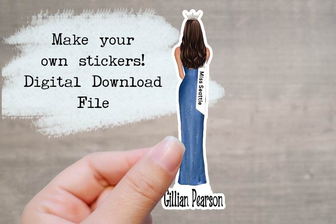Personalized Pageant Girl Portrait Sticker DIGITAL DOWNLOAD - Etsy