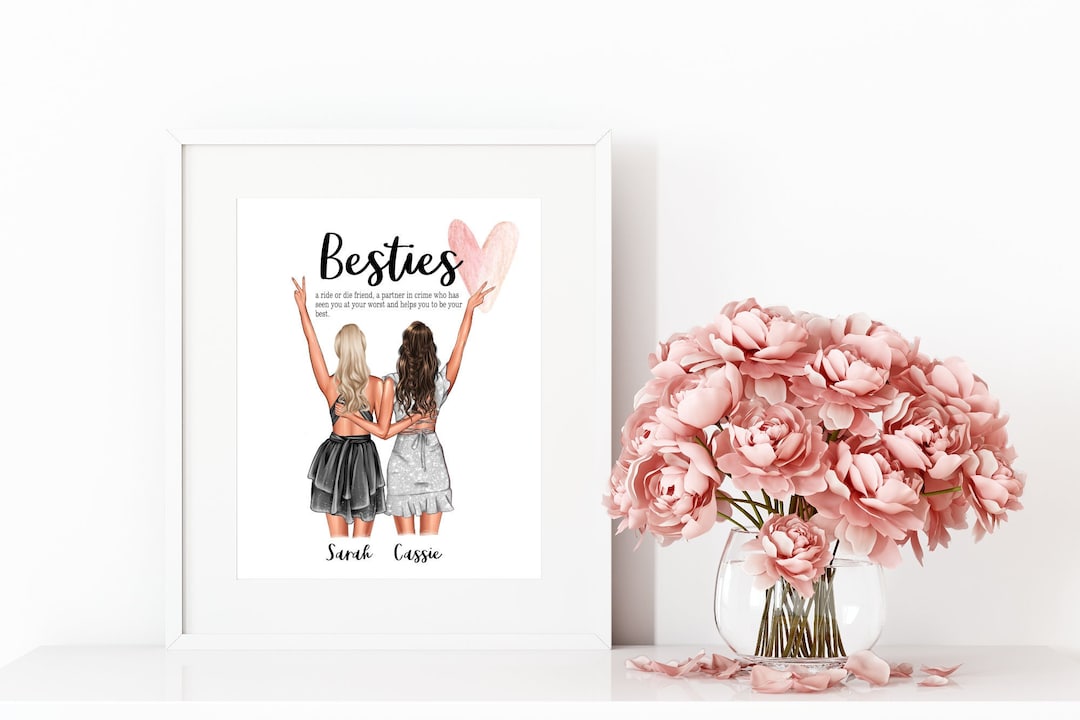 Besties BFF DIGITAL Portrait of Two Girls, Best Friend Digital ...