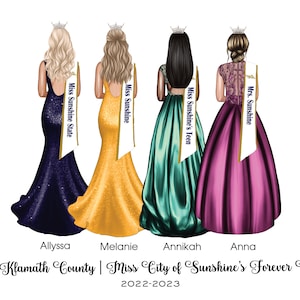 Personalized Pageant Sisters DIGITAL Portrait of Four Girls, Pageant ...