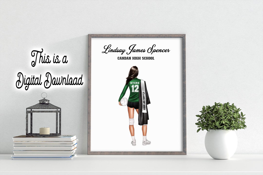 Graduation Senior Night 2025 Volleyball Custom Portrait | Personalized ...