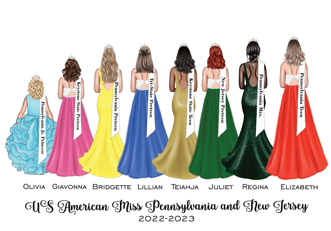 Personalized Pageant Sisters DIGITAL Portrait of Eight Girls, Pageant ...
