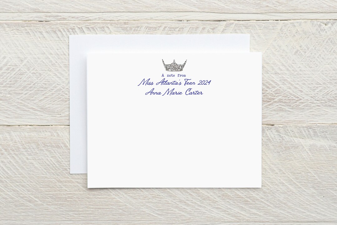 Personalized A Note From Miss Pageant Cards Set of Flat Stationery Note ...