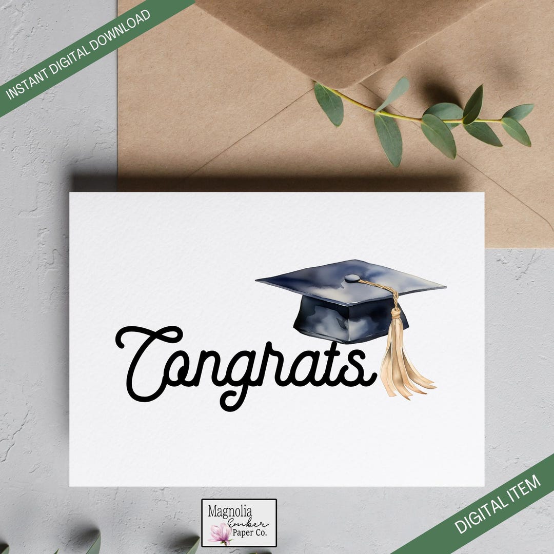 Printable Graduation Card | High School College Graduation Card | Cap ...