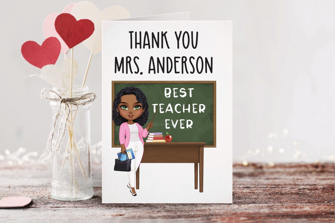 Thank You Teacher Custom Portrait Card | Personalized Teacher Card ...