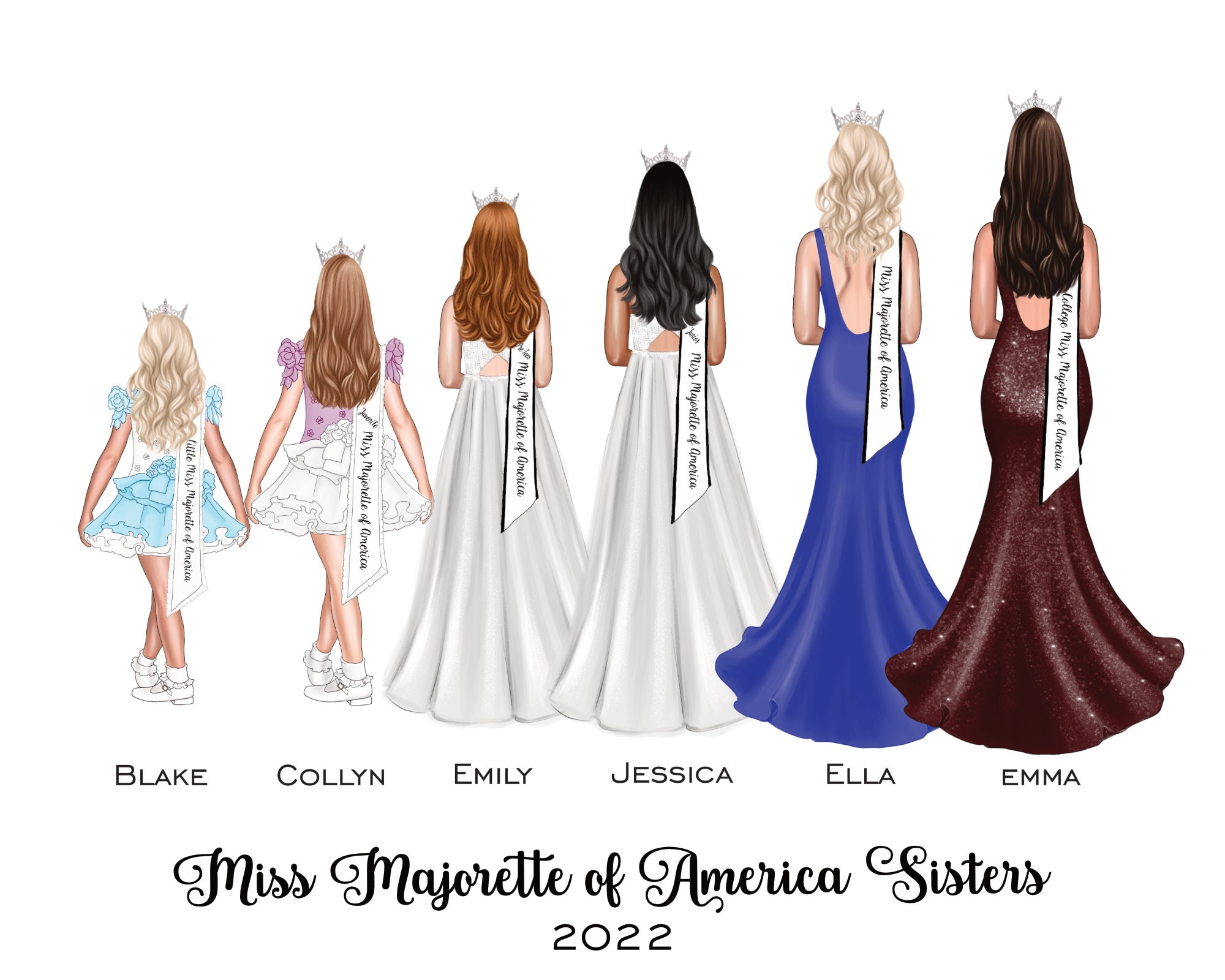 Personalized Pageant Sisters Portrait 5x7 8x10 Pageant - Etsy