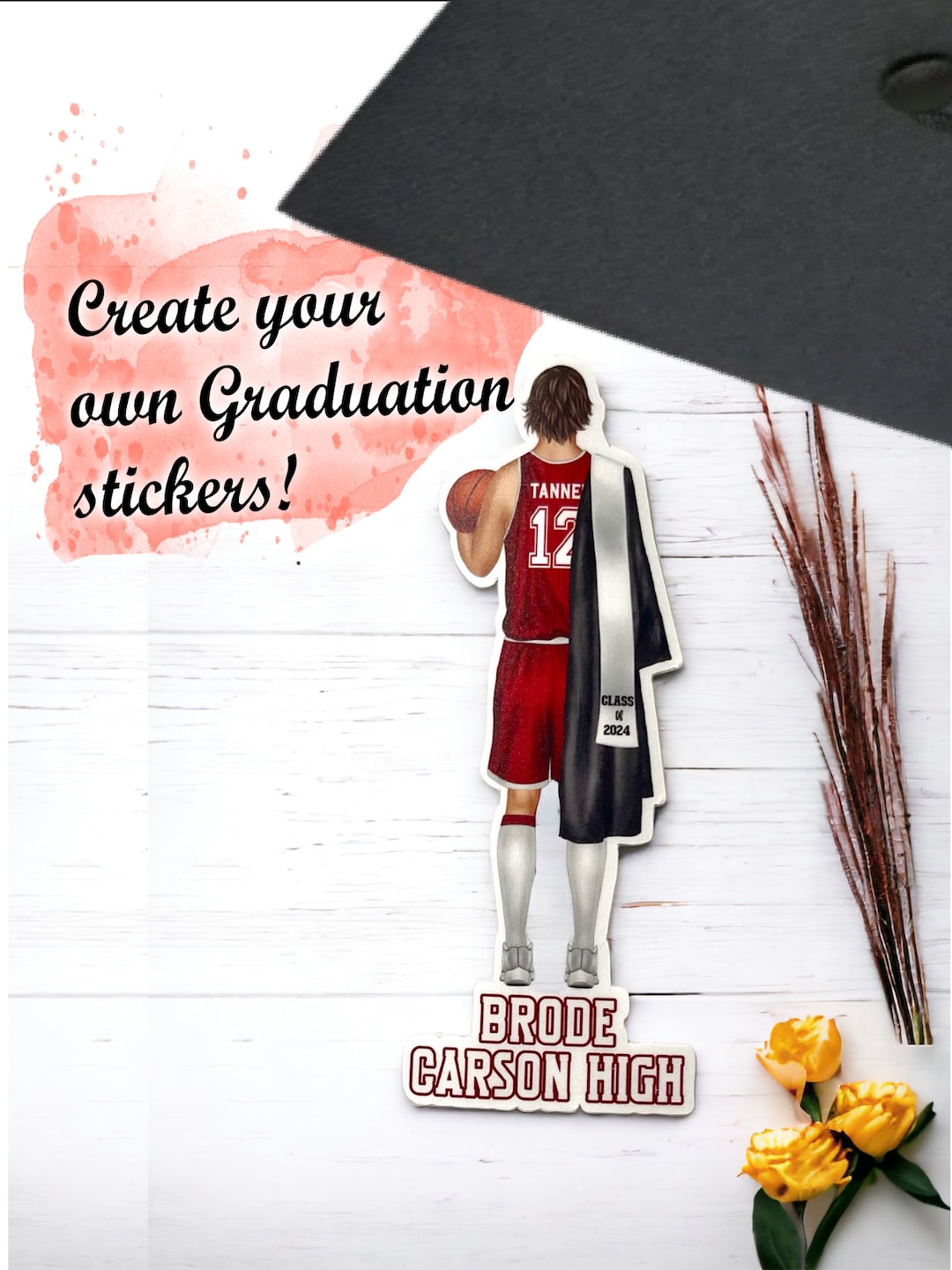 Graduation 2025 Custom Basketball Player Sticker | Personalized ...