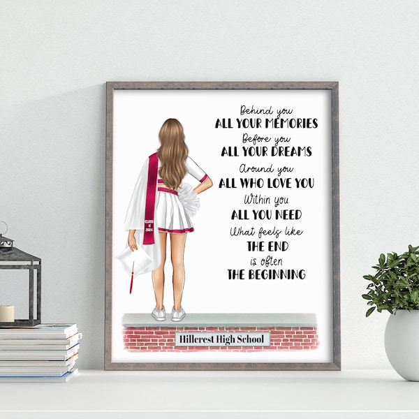 Graduation 2024 Cheer Cheerleader Custom Portrait | Personalized Senior ...