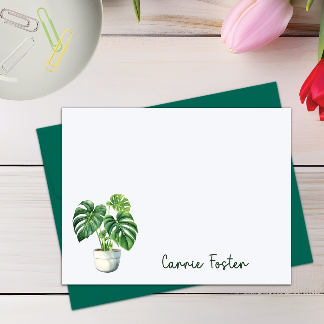 Personalized Houseplant House Plant Script Notecards | Set of 12 Flat ...