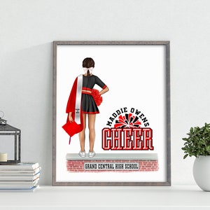Graduation 2025 Cheer Cheerleader Custom Portrait | Personalized Senior ...