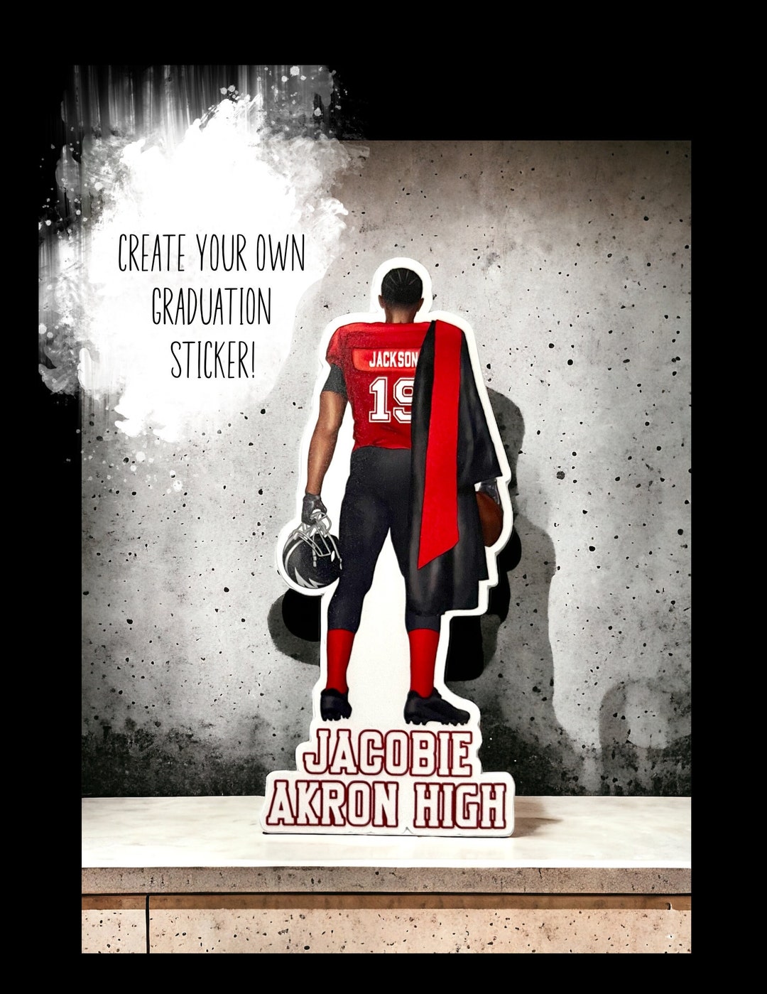 Graduation 2024 Custom Football Player Sticker Personalized Graduation ...