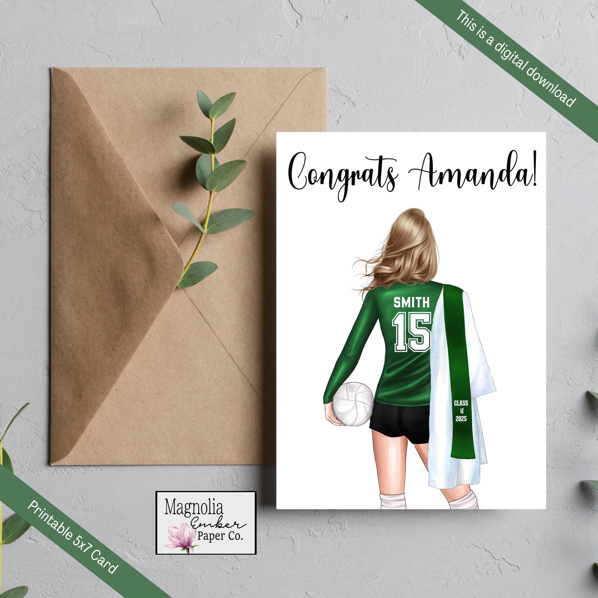 Printable Graduation 2025 Volley Volleyball Custom Card | Personalized ...