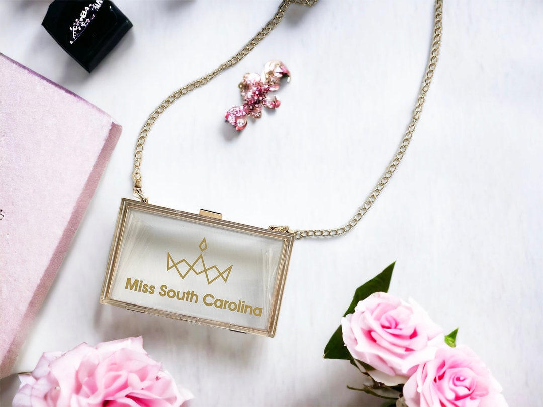 Personalized Pageant Title Holder Acrylic Stadium Bag | Purse | Pageant ...