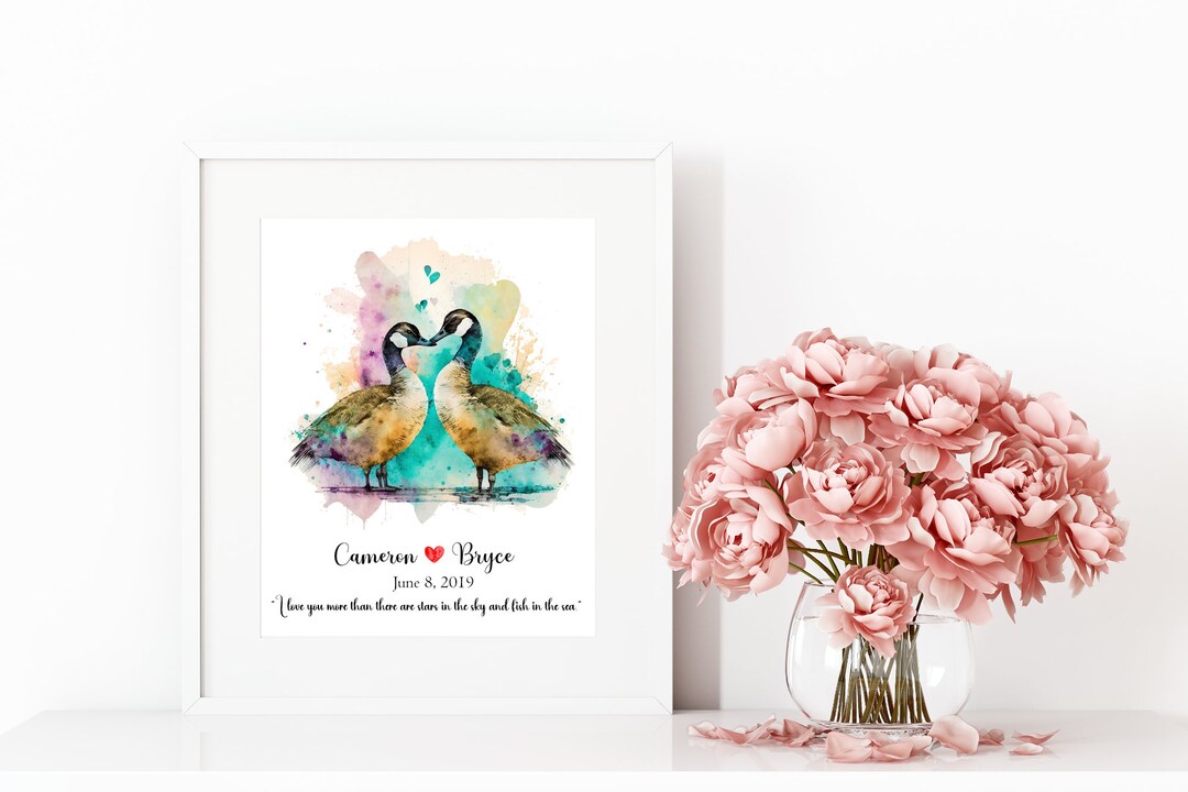 Personalized Goose Family Romantic Customized Portrait 5x7 8x10 ...