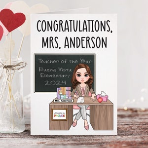 Teacher of the Year Custom Portrait Card | Personalized Teacher Card ...