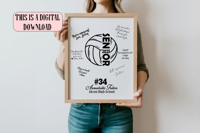 Graduation Senior Night 2025 Volleyball Custom Portrait | Personalized ...