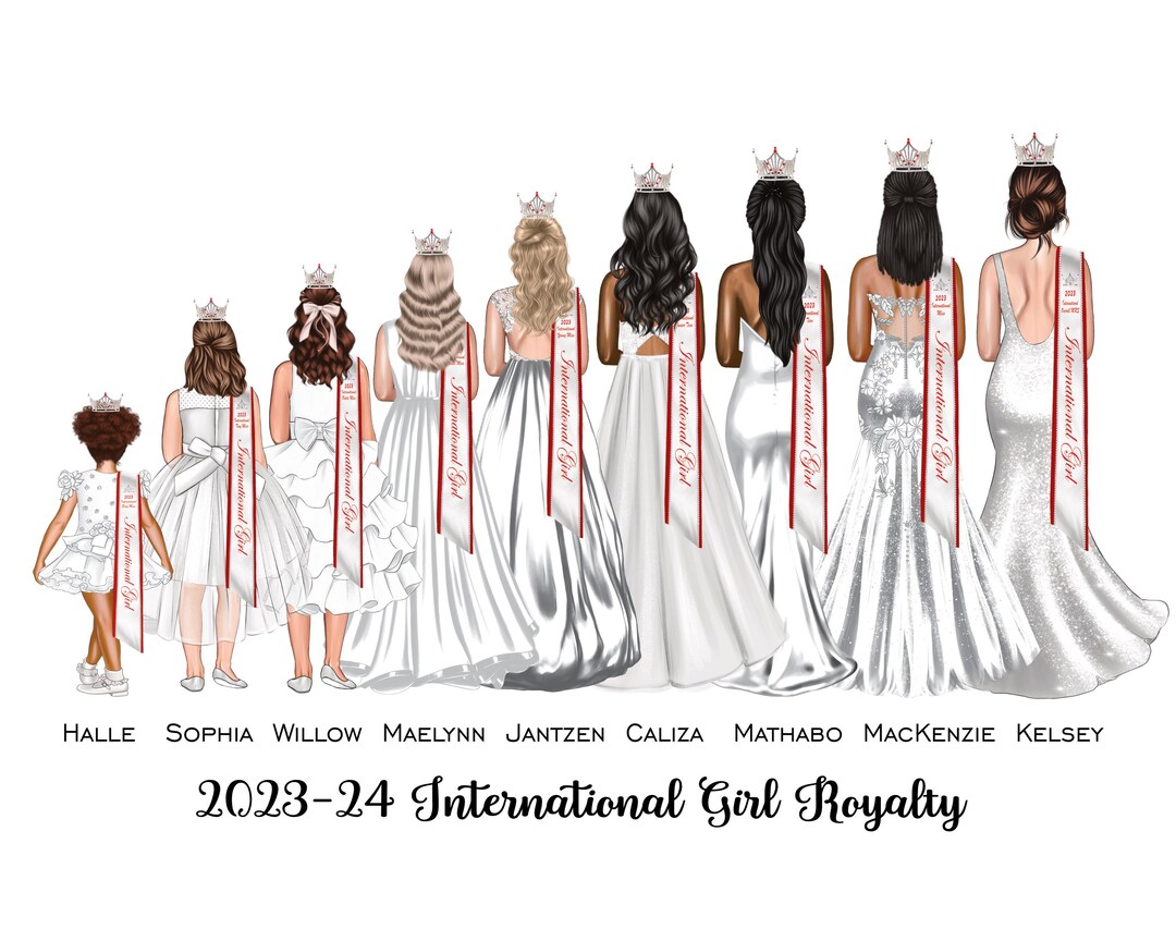 Personalized Pageant Sisters DIGITAL Portrait of Nine Girls, Pageant ...