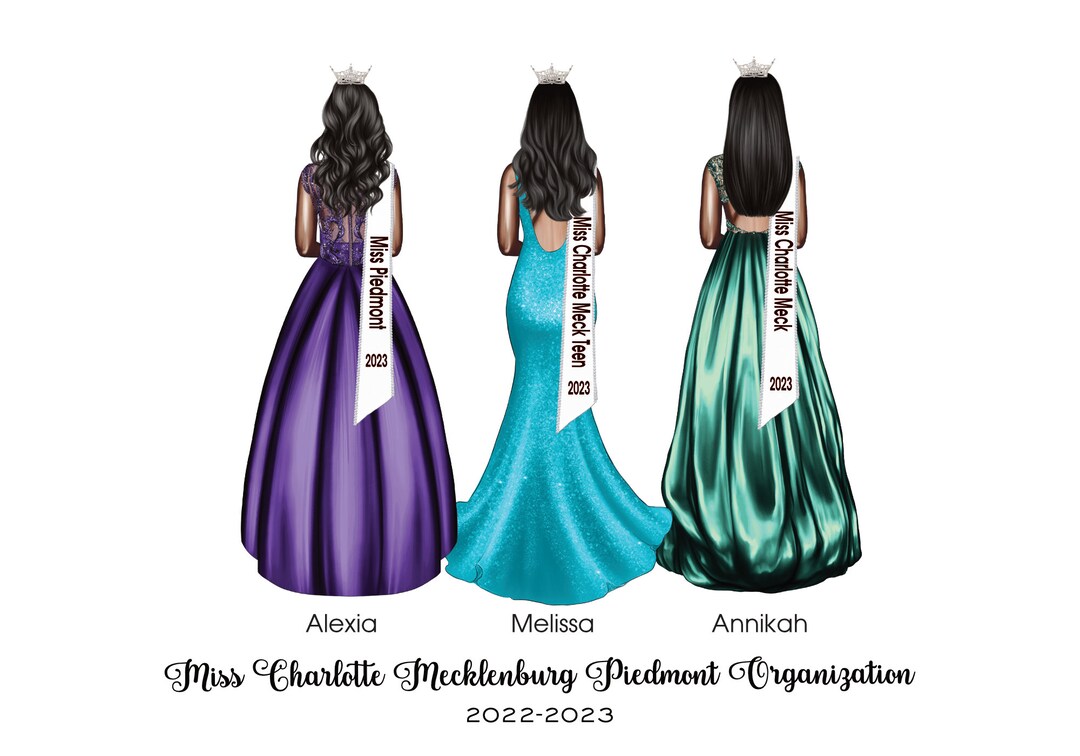Personalized Pageant Sisters DIGITAL Portrait of Three Girls, Pageant ...