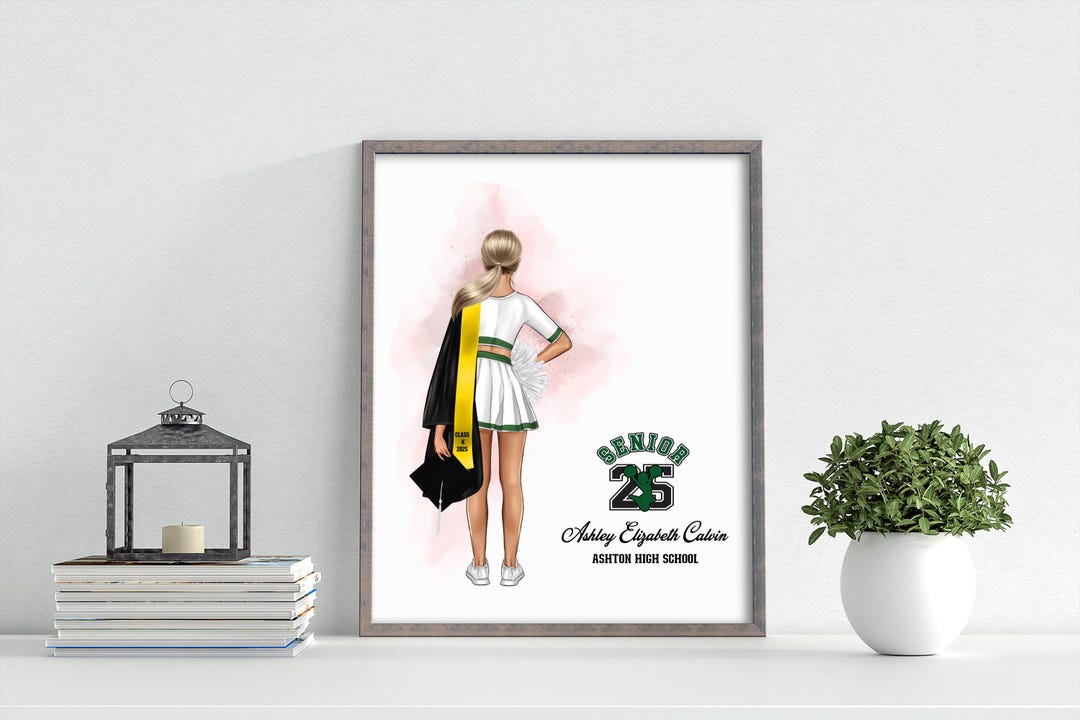 Graduation 2025 Cheer Cheerleader Custom Portrait | Personalized Senior ...