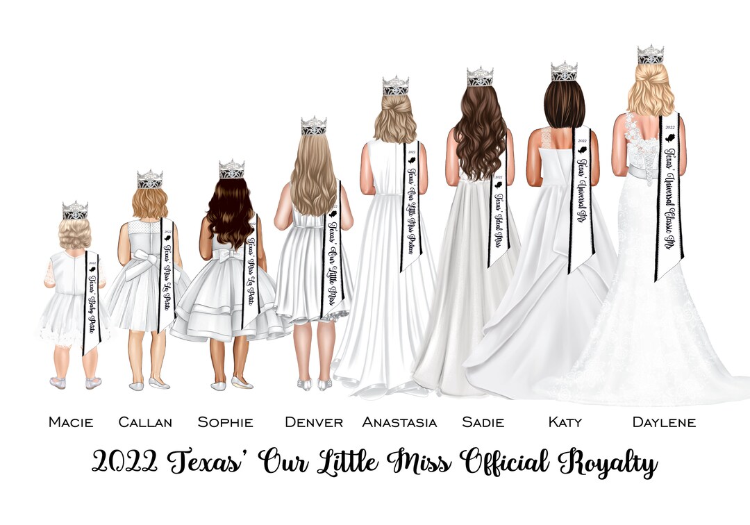 Personalized Pageant Sisters DIGITAL Portrait of Eight Girls, Pageant ...