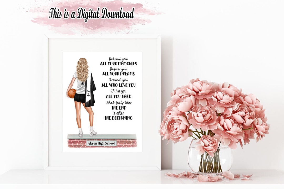 Graduation 2024 Basketball Custom Portrait Personalized Senior Print ...