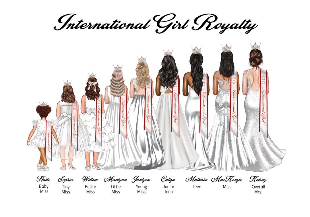 Personalized Pageant Sisters DIGITAL Portrait of Nine Girls, Pageant ...