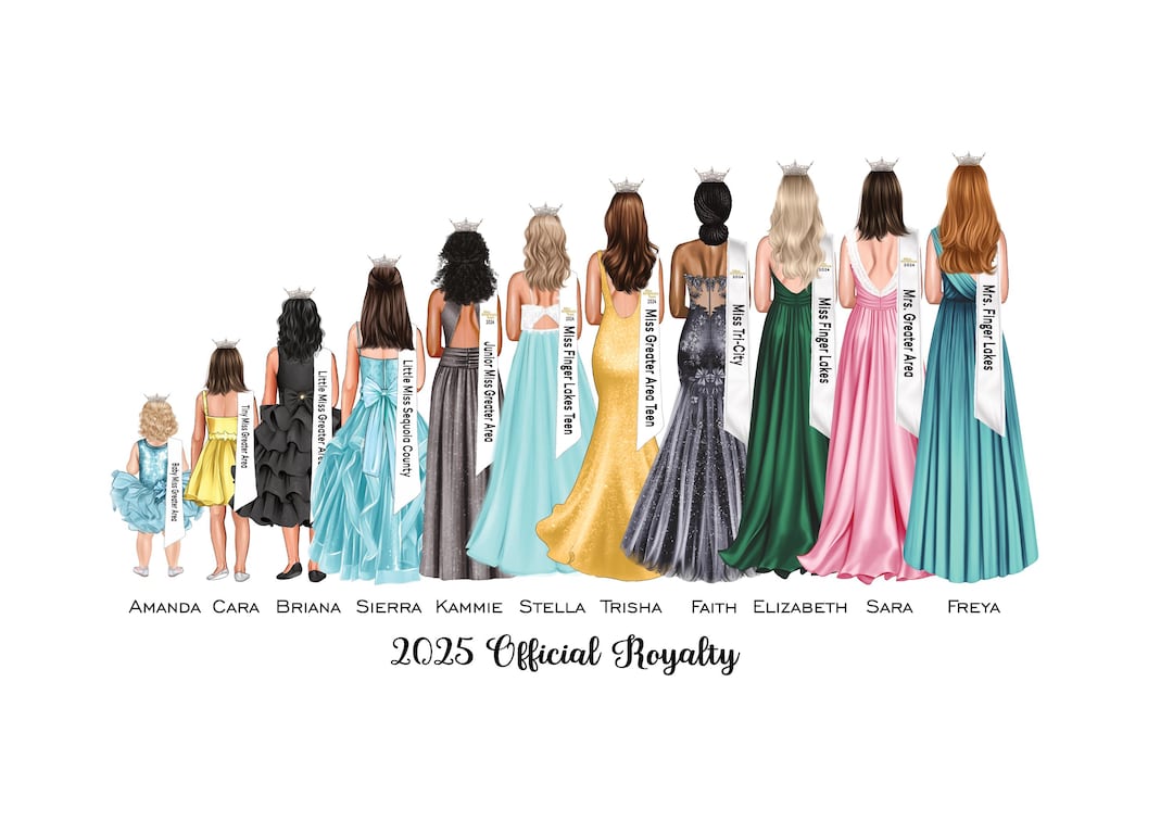 Personalized Pageant Sisters DIGITAL Portrait of Eleven Girls, Pageant ...