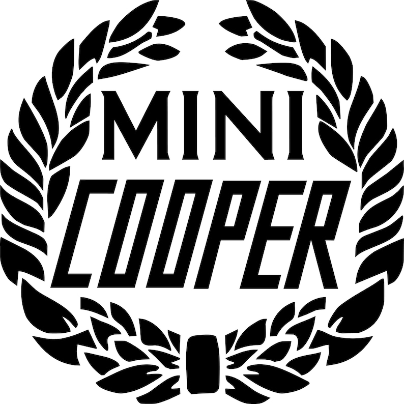 Classic Mini Cooper Wreath Laurel Vinyl Decal / Sticker Vintage Retro ...
