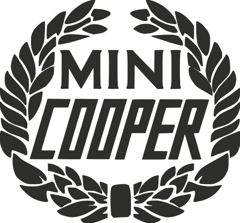 Classic Mini Cooper Wreath Laurel Vinyl Decal / Sticker Vintage Retro ...